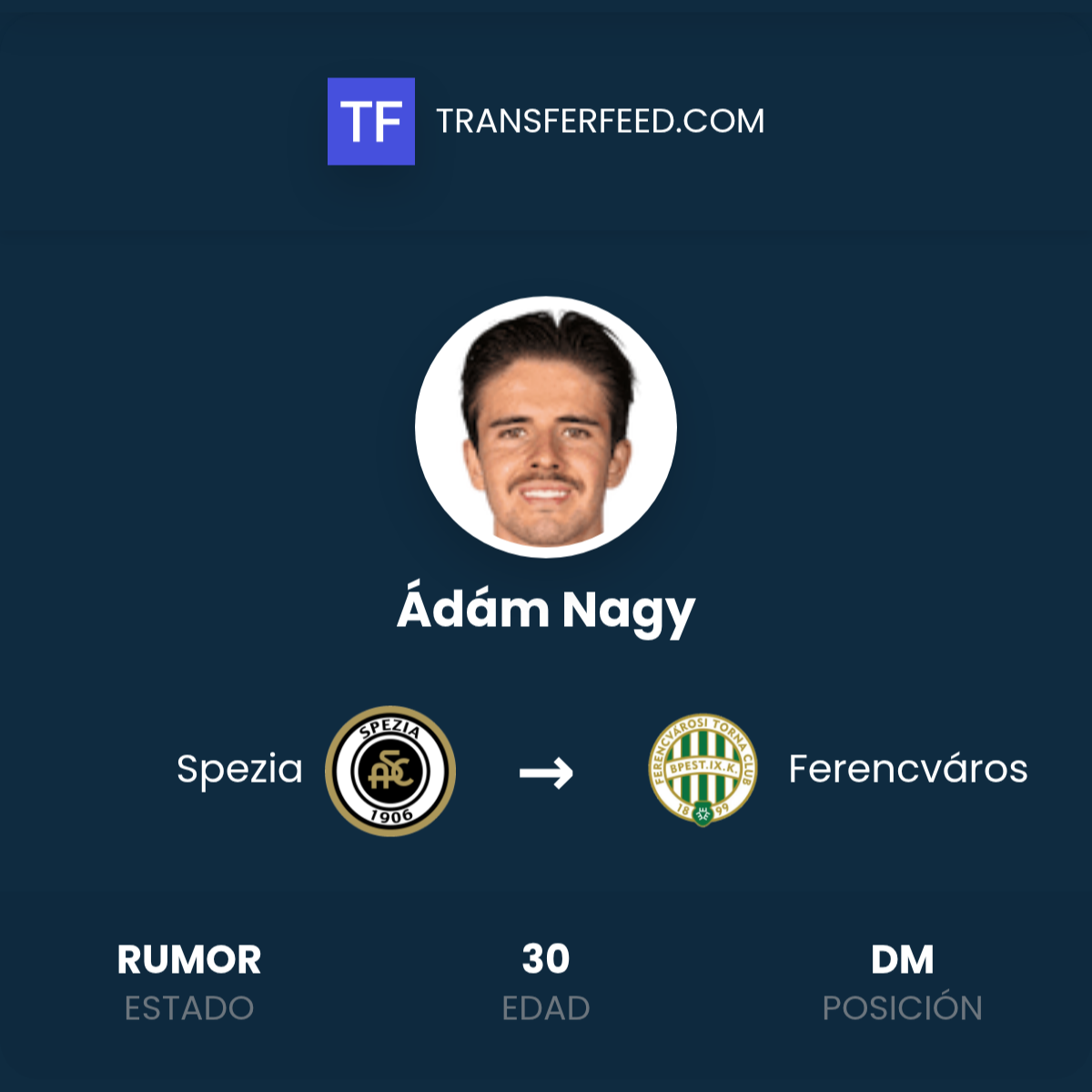 Fichaje de Ádám Nagy: Spezia a Ferencváros - TransferFeed