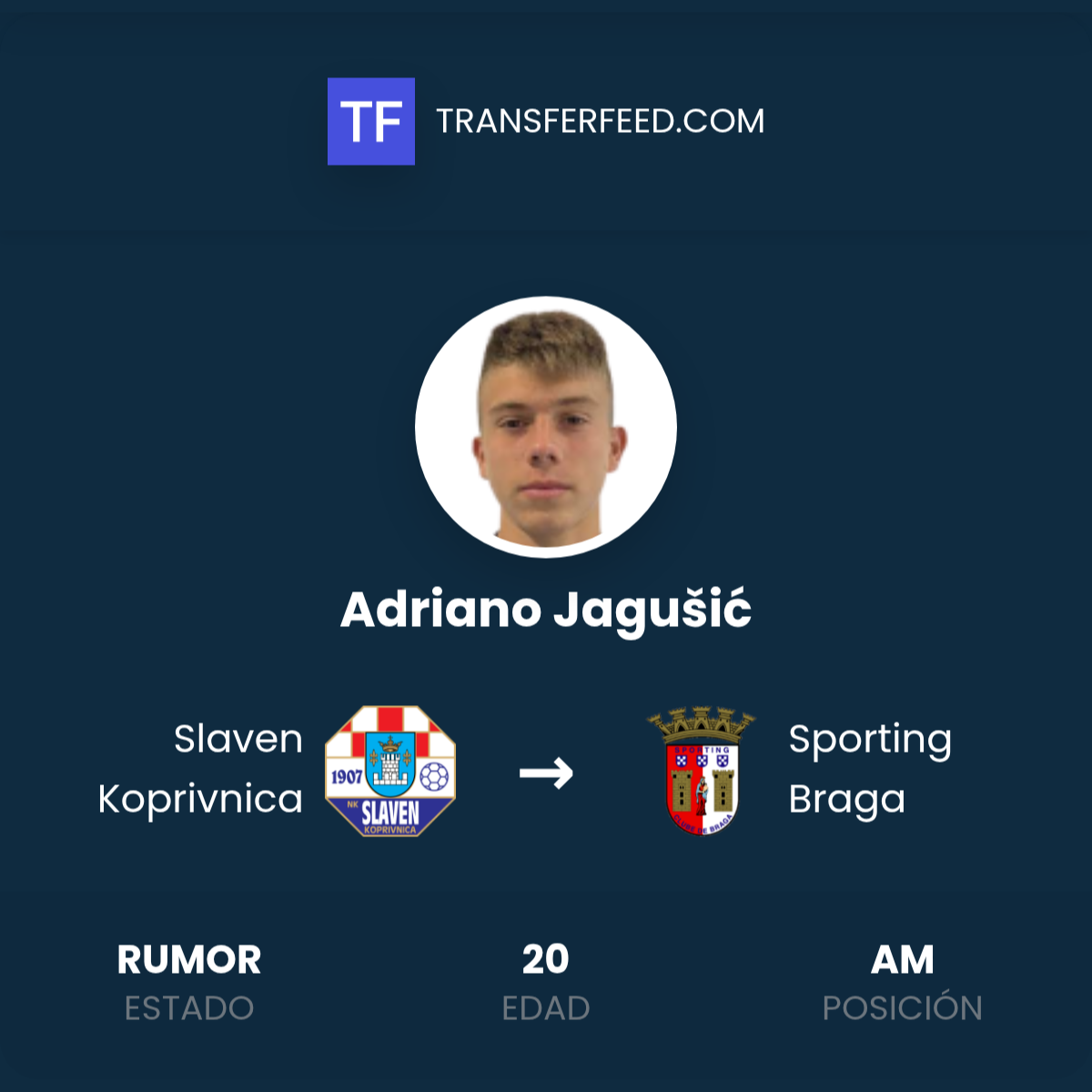 Fichaje de Adriano Jagušić: Slaven Koprivnica a Sporting Braga ...