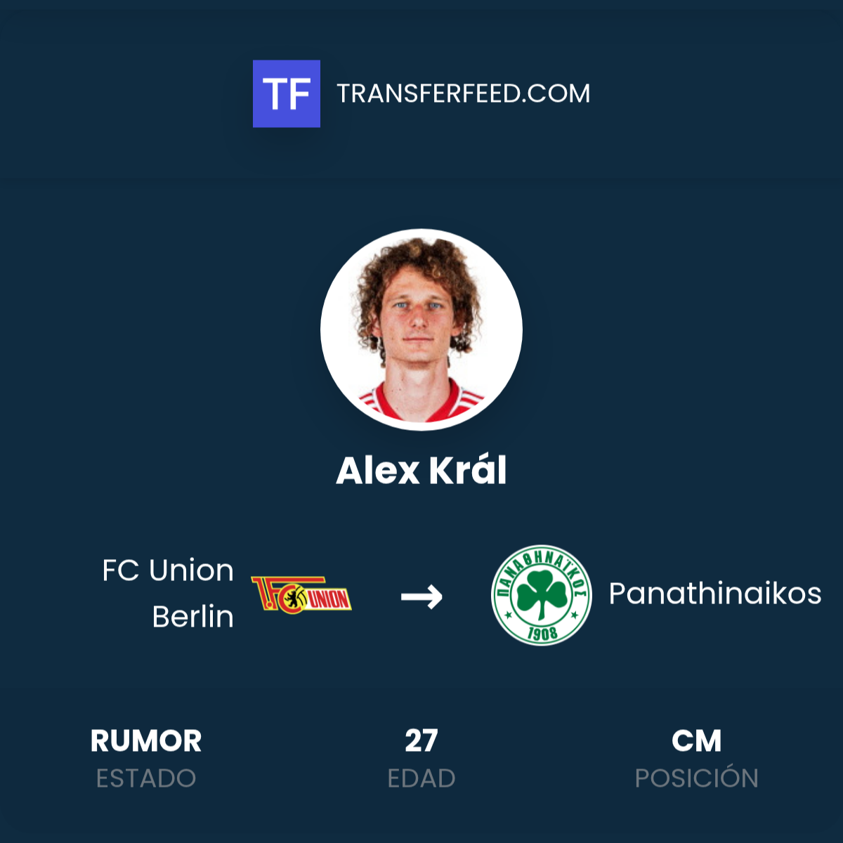 Fichaje de Alex Král: FC Union Berlin a Panathinaikos - TransferFeed