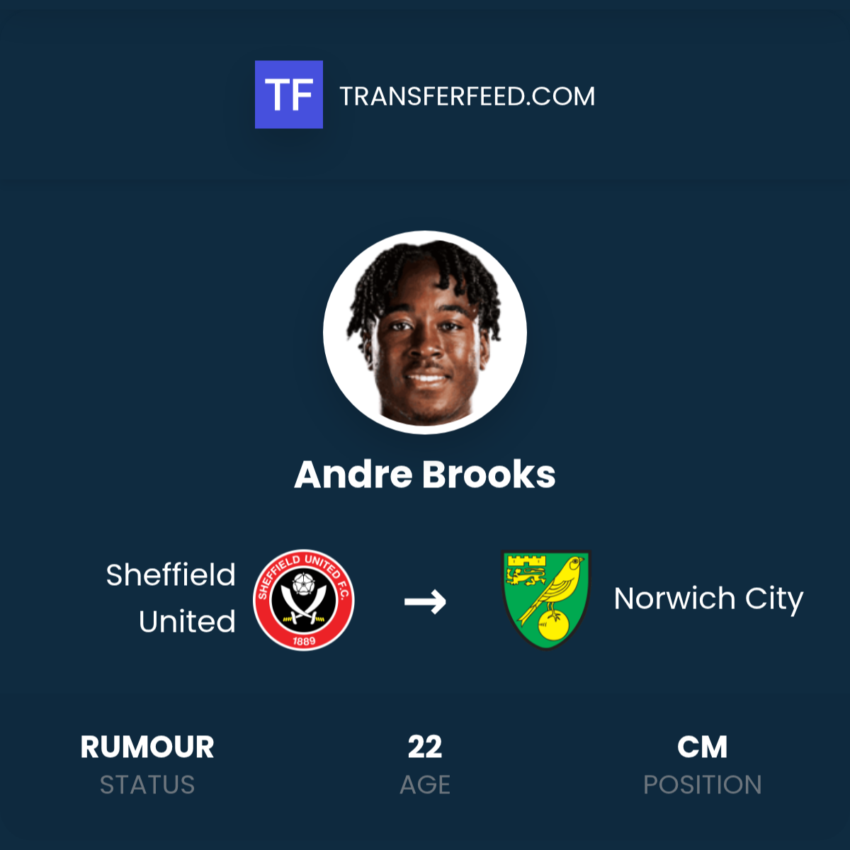 Andre Brooks Transfer from Sheffield United to Norwich City - TransferFeed