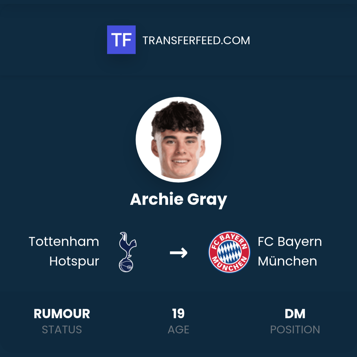 Archie Gray Transfer from Tottenham Hotspur to FC Bayern München ...