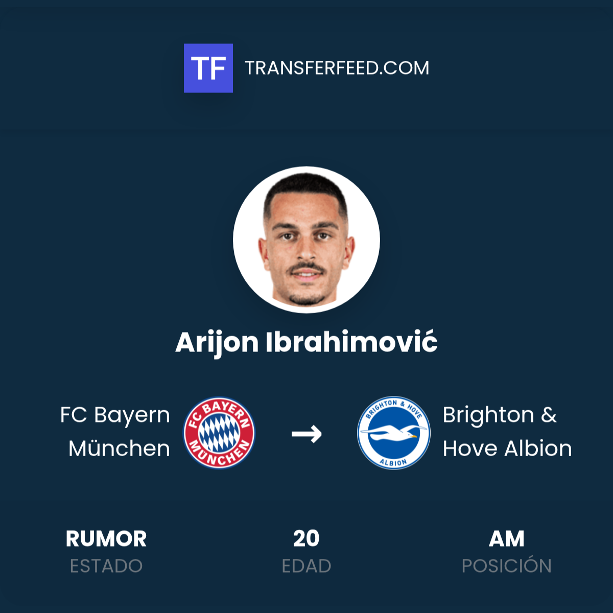 Fichaje de Arijon Ibrahimović: FC Bayern München a Brighton & Hove ...