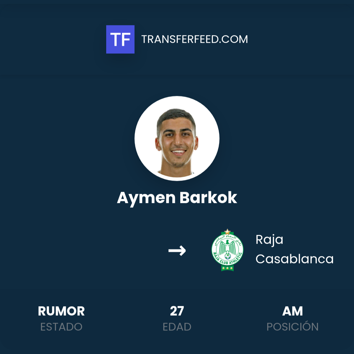 Fichaje de Aymen Barkok por Raja Casablanca - TransferFeed