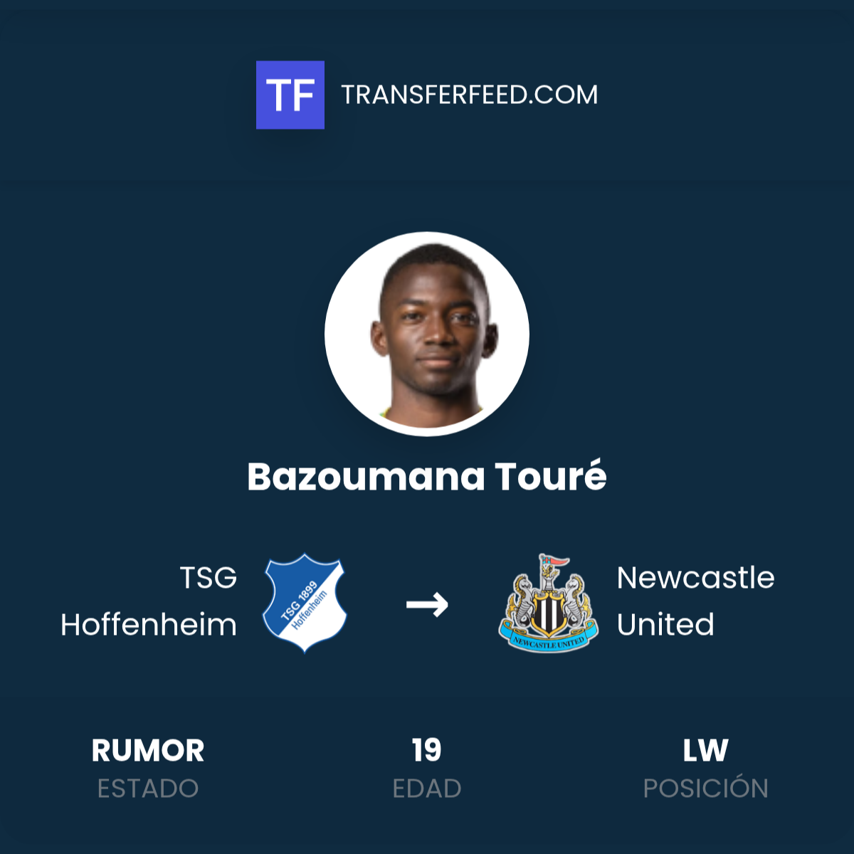 Fichaje de Bazoumana Touré: TSG Hoffenheim a Newcastle United ...