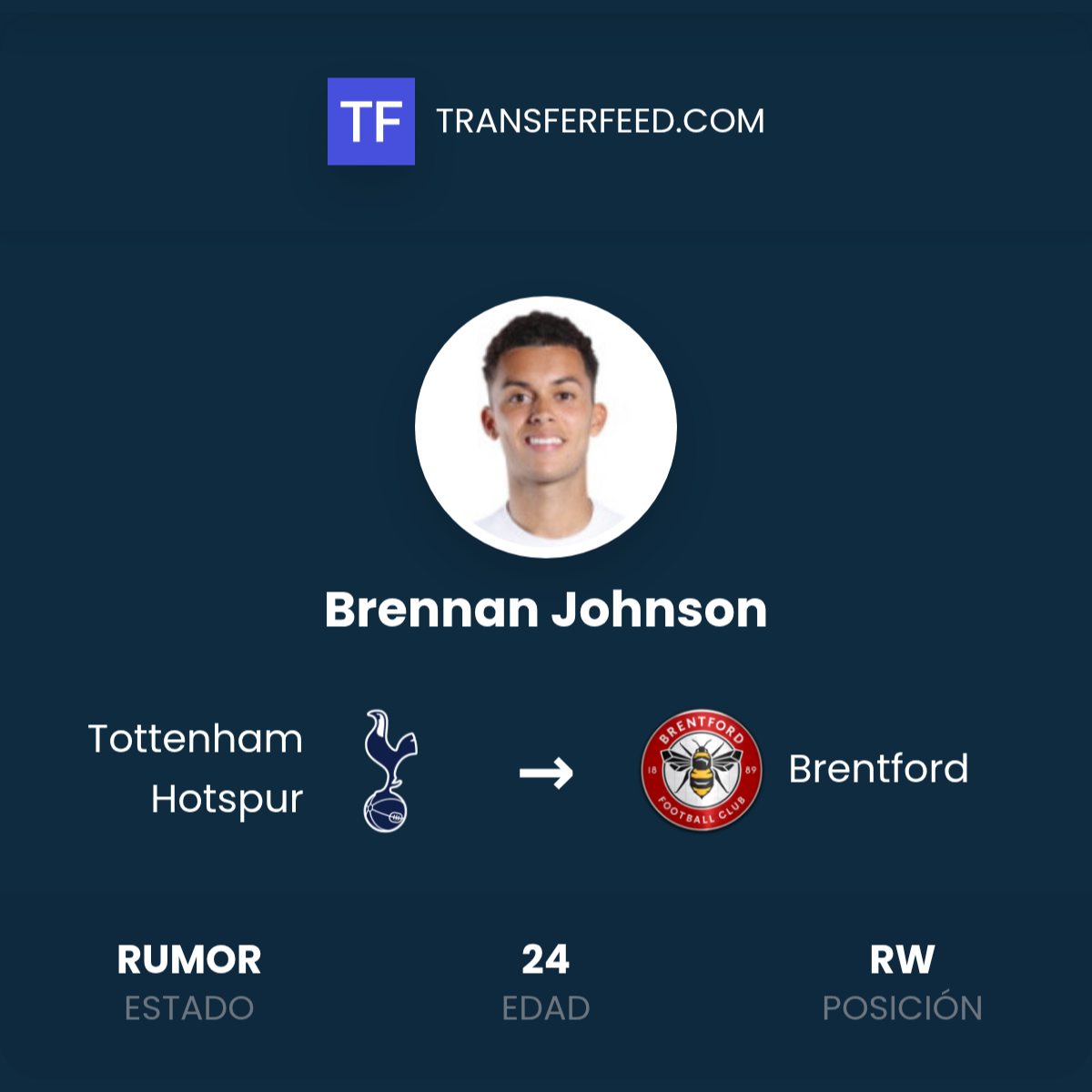 Fichaje de Brennan Johnson: Tottenham Hotspur a Brentford - TransferFeed