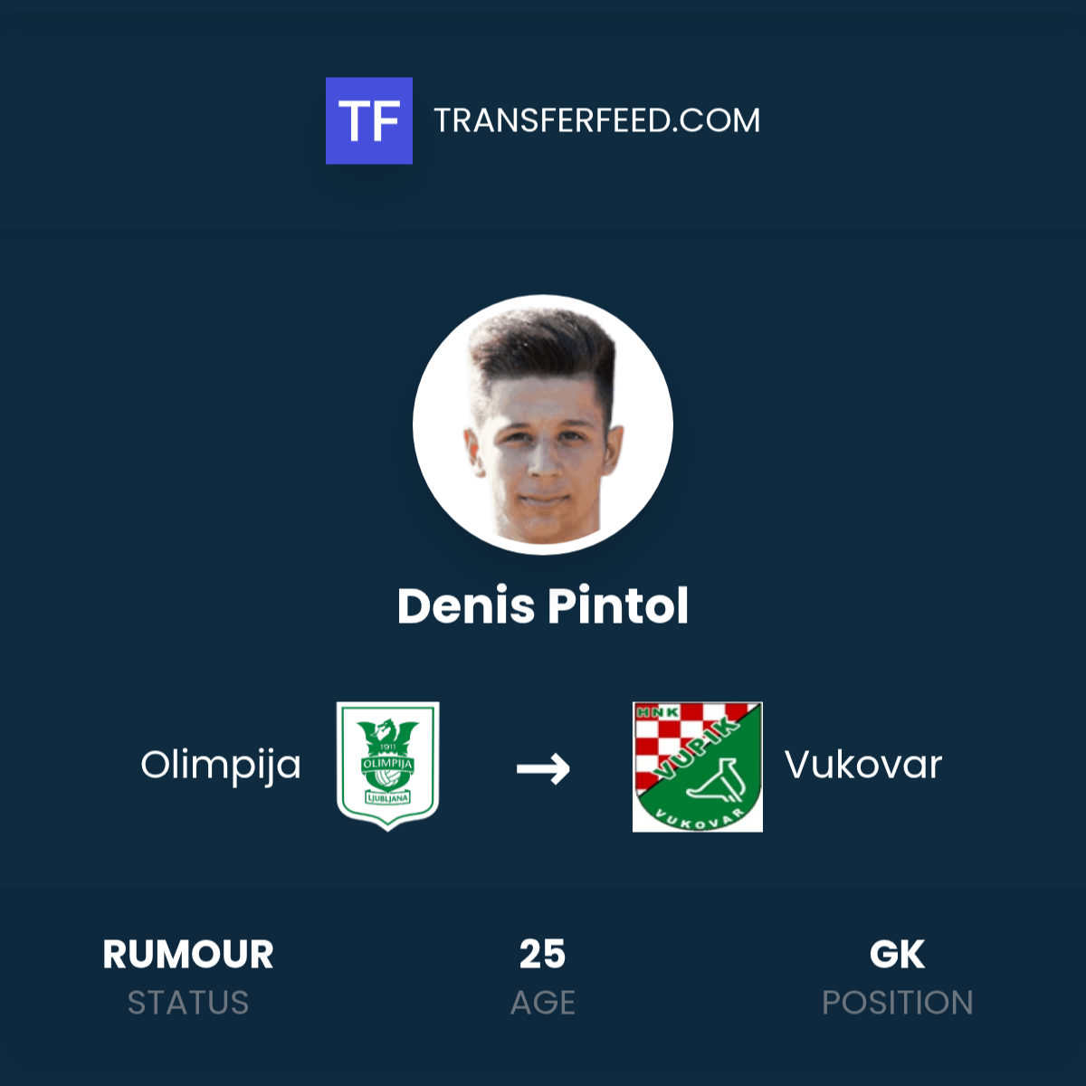 Denis Pintol Transfer from Olimpija to Vukovar - TransferFeed