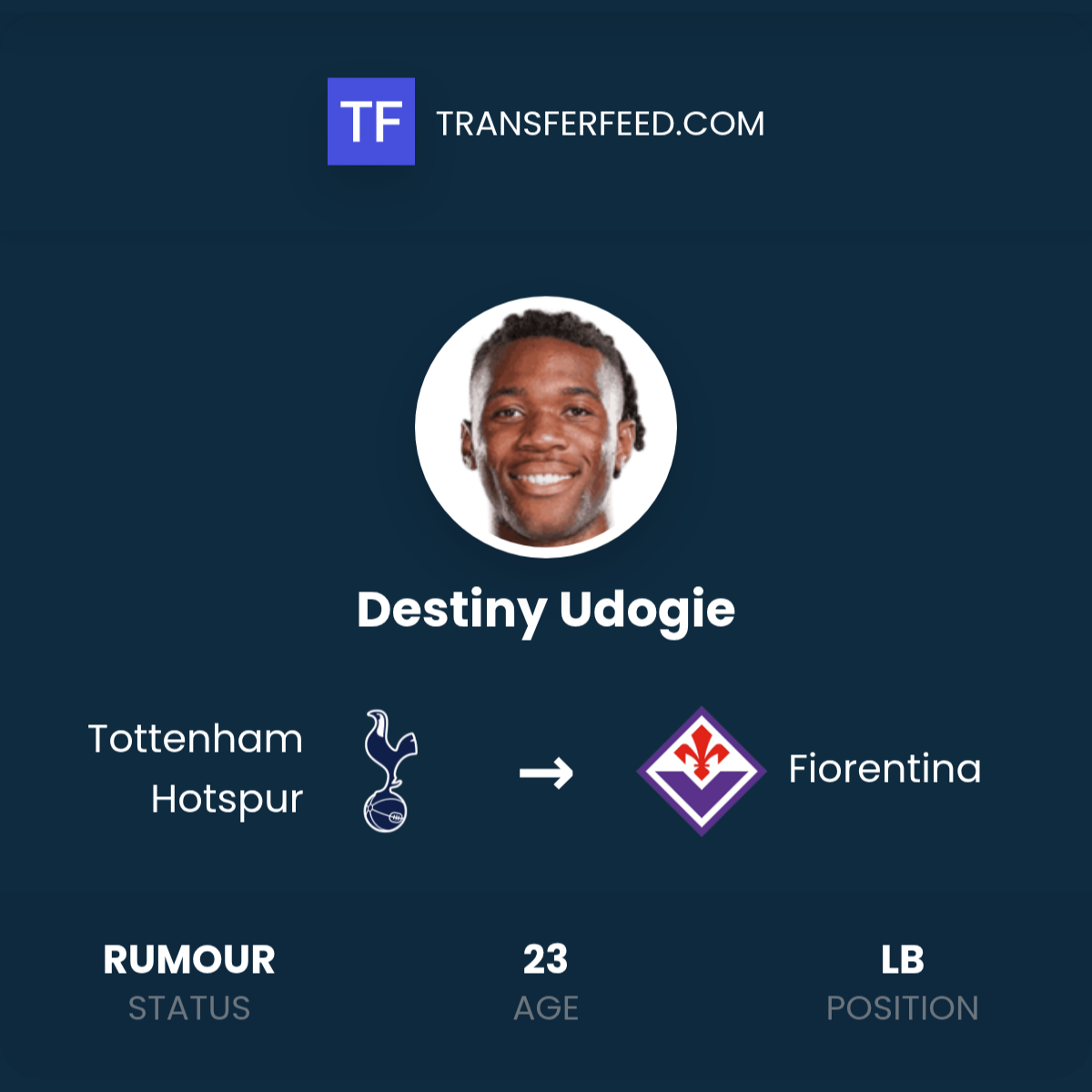 Destiny Udogie Transfer from Tottenham Hotspur to Fiorentina - TransferFeed