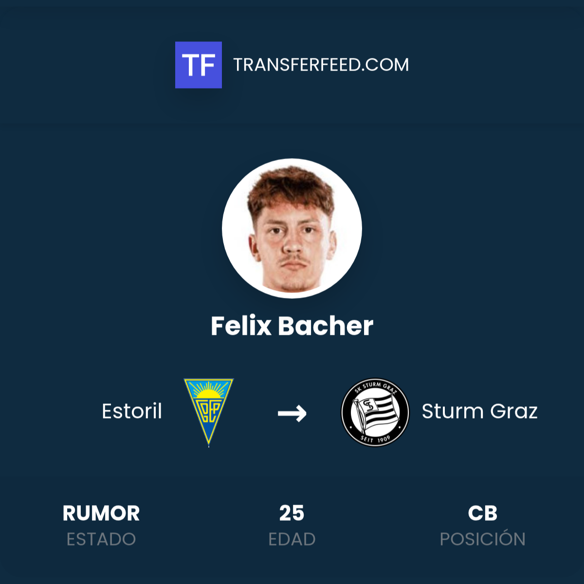 Fichaje de Felix Bacher: Estoril a Sturm Graz - TransferFeed