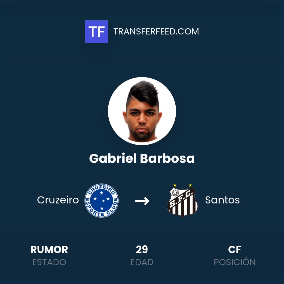 Fichaje de Gabriel Barbosa: Cruzeiro a Santos - TransferFeed
