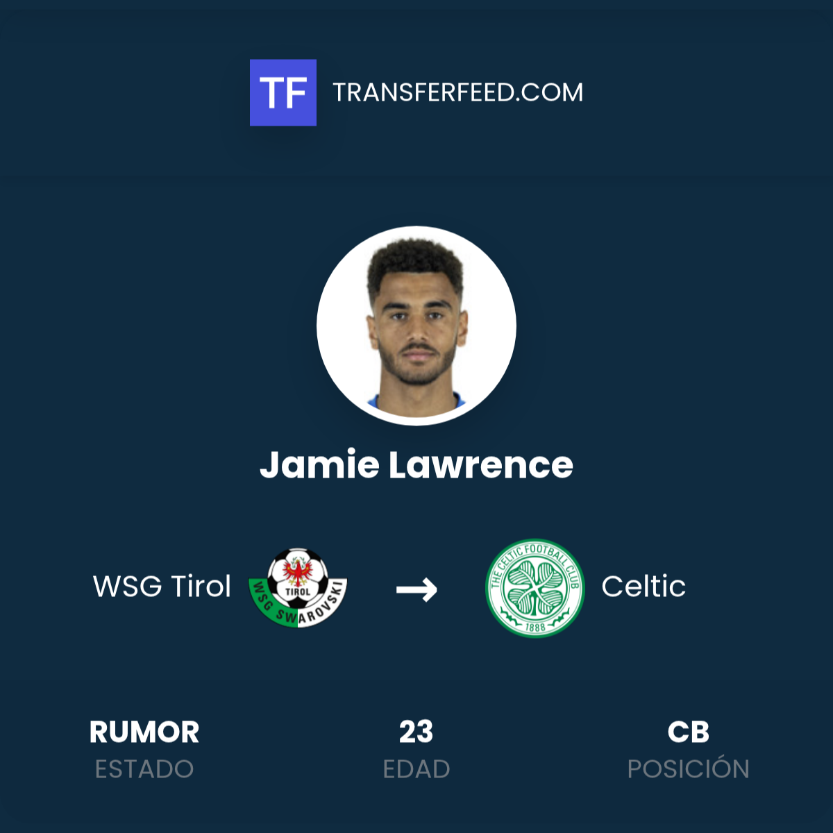 Fichaje de Jamie Lawrence: WSG Tirol a Celtic - TransferFeed