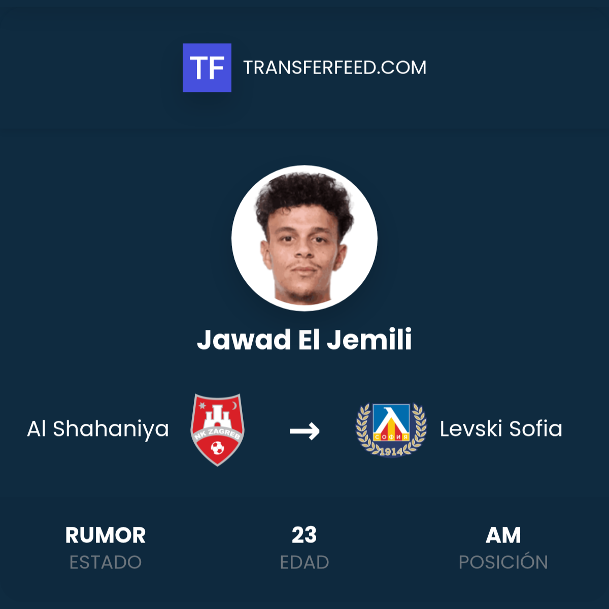 Fichaje de Jawad El Jemili: Al Shahaniya a Levski Sofia - TransferFeed