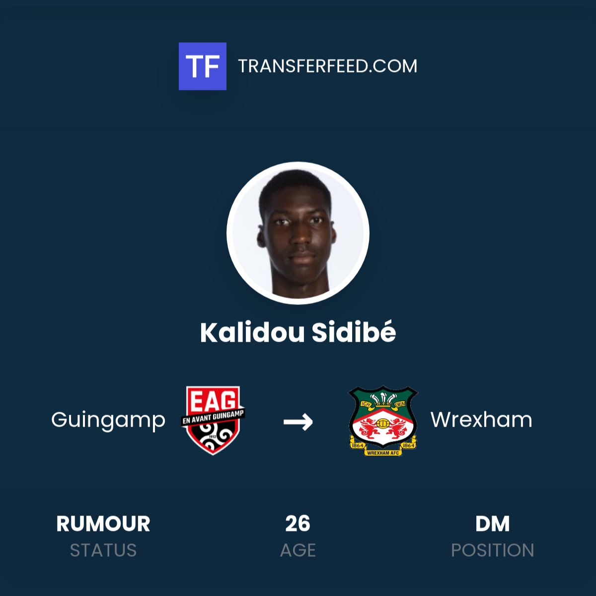 Kalidou Sidibé Transfer from Guingamp to Wrexham - TransferFeed