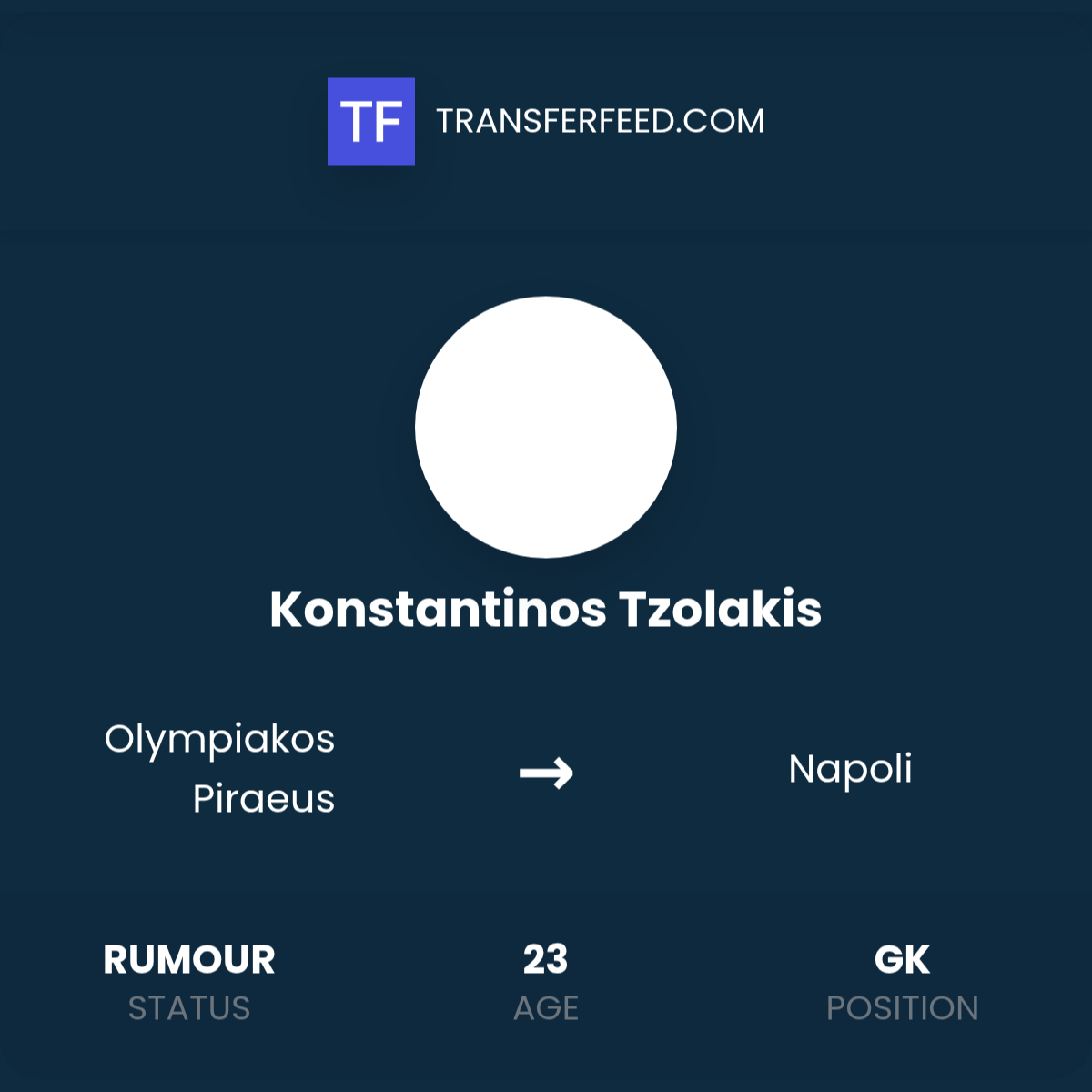 Konstantinos Tzolakis Transfer from Olympiakos Piraeus to Napoli ...