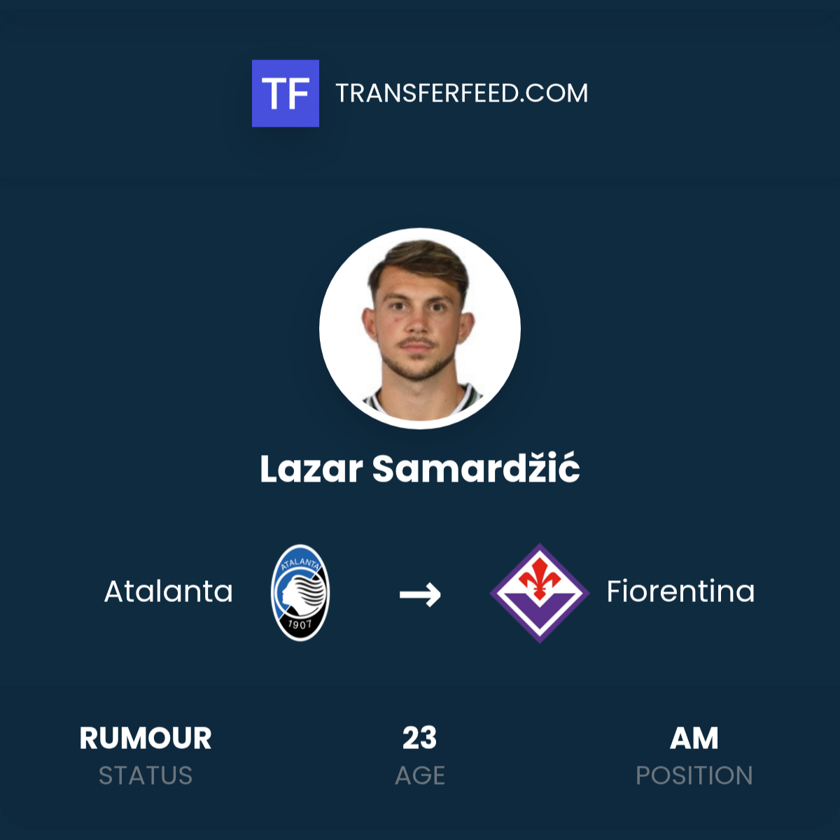 Lazar Samardžić Transfer from Atalanta to Fiorentina - TransferFeed