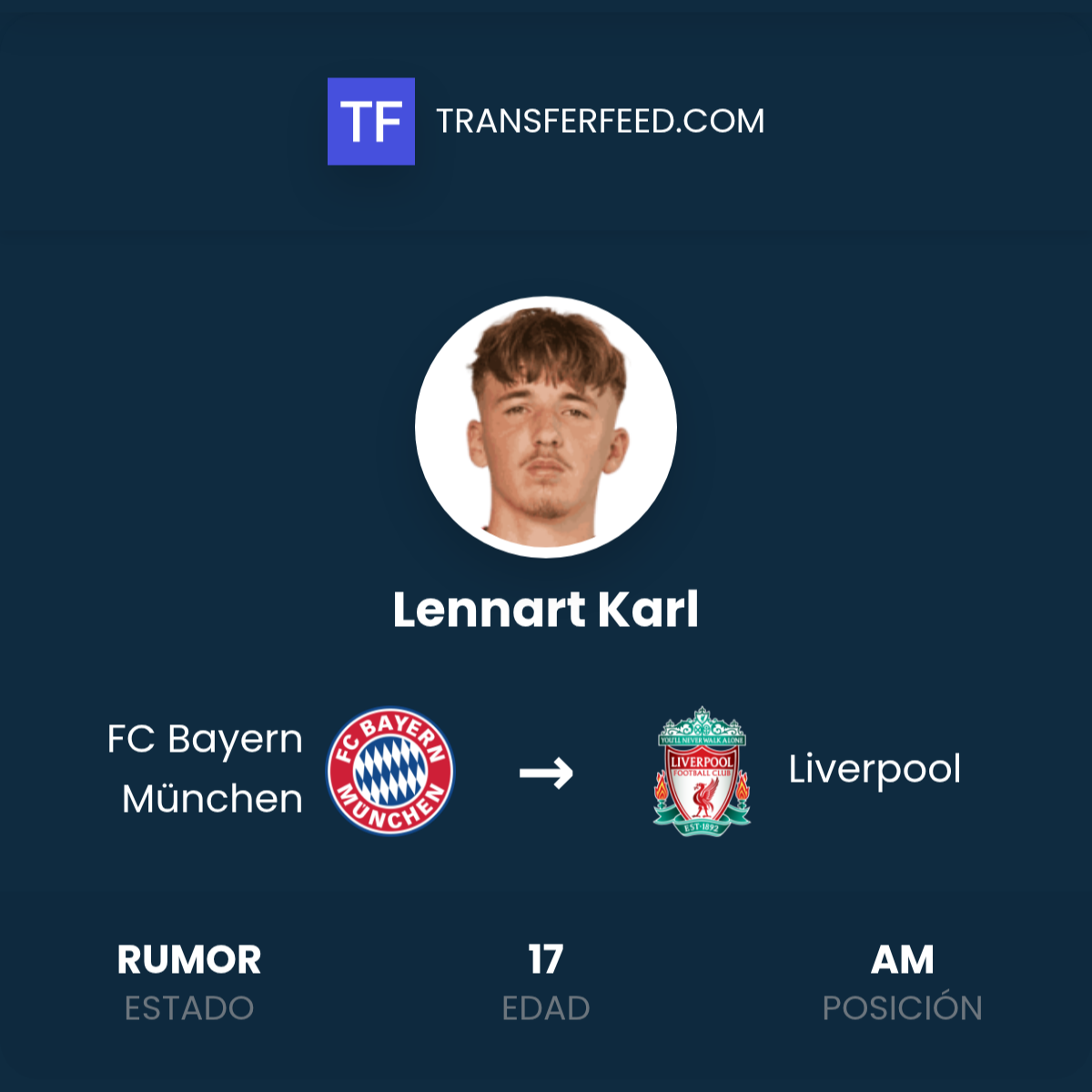 Fichaje de Lennart Karl: FC Bayern München a Liverpool - TransferFeed
