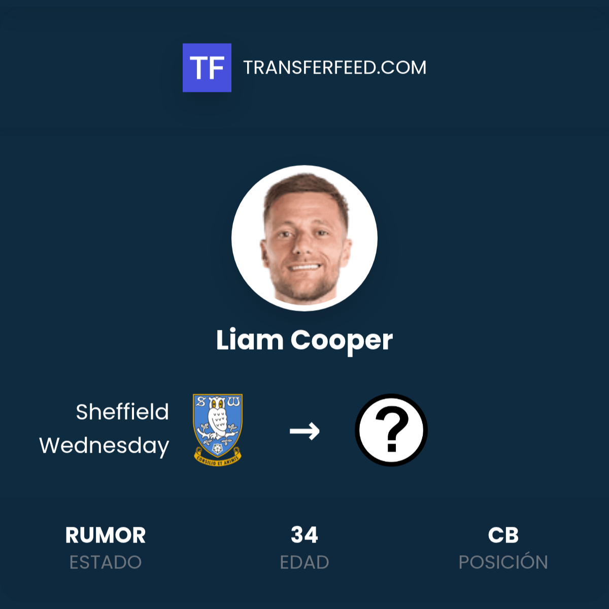 ¿Liam Cooper deja Sheffield Wednesday? - TransferFeed