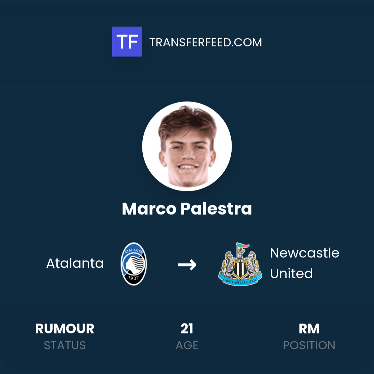 Marco Palestra Transfer from Atalanta to Newcastle United - TransferFeed