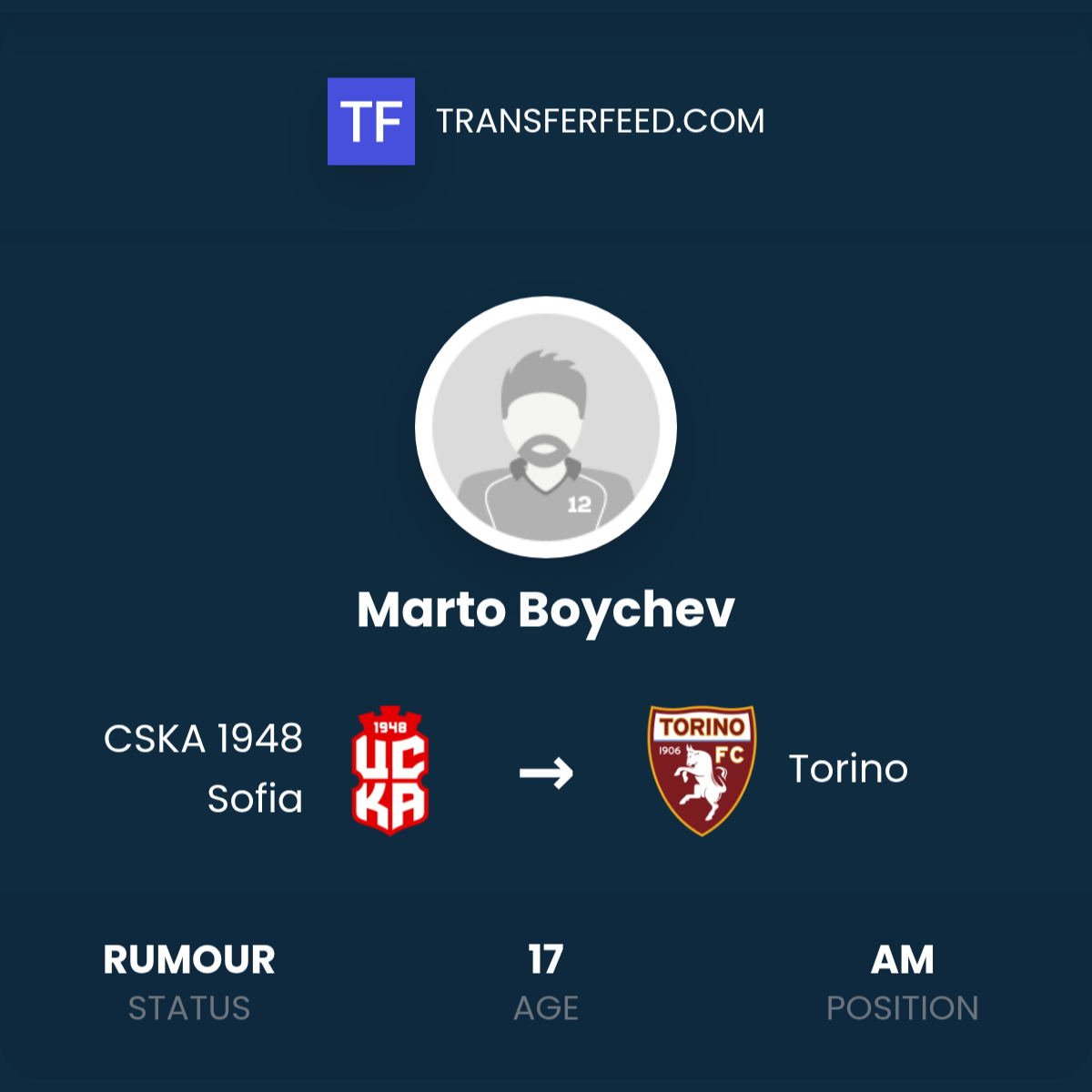 Marto Boychev Transfer from CSKA 1948 Sofia to Torino - TransferFeed