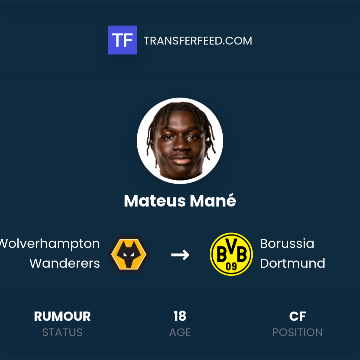 Mateus Mané Transfer from Wolverhampton Wanderers to Borussia Dortmund ...
