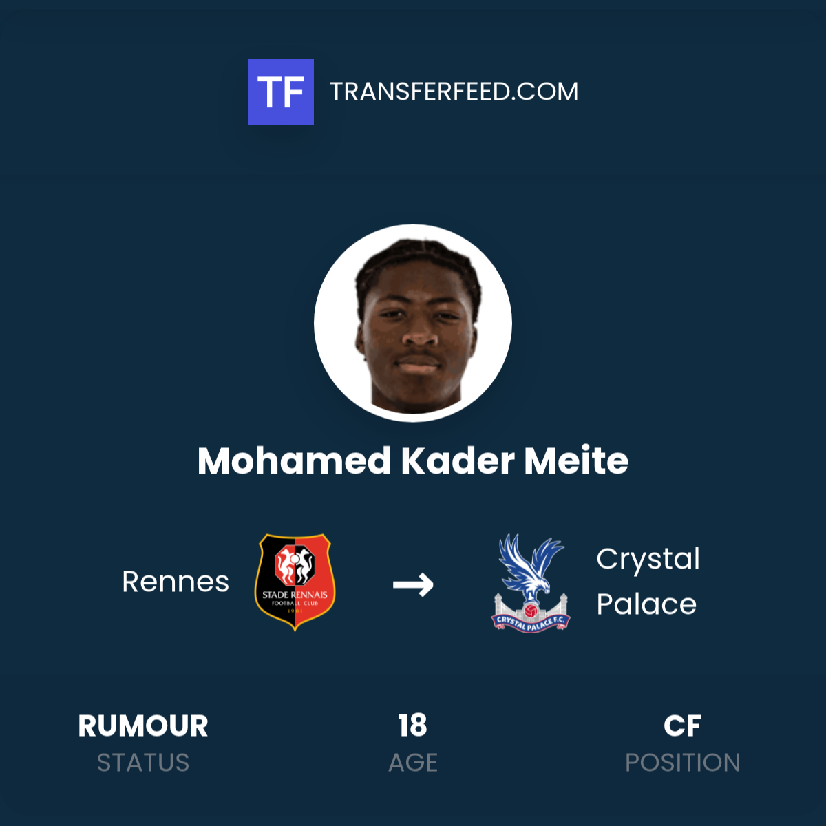 Mohamed Kader Meite Transfer from Rennes to Crystal Palace - TransferFeed