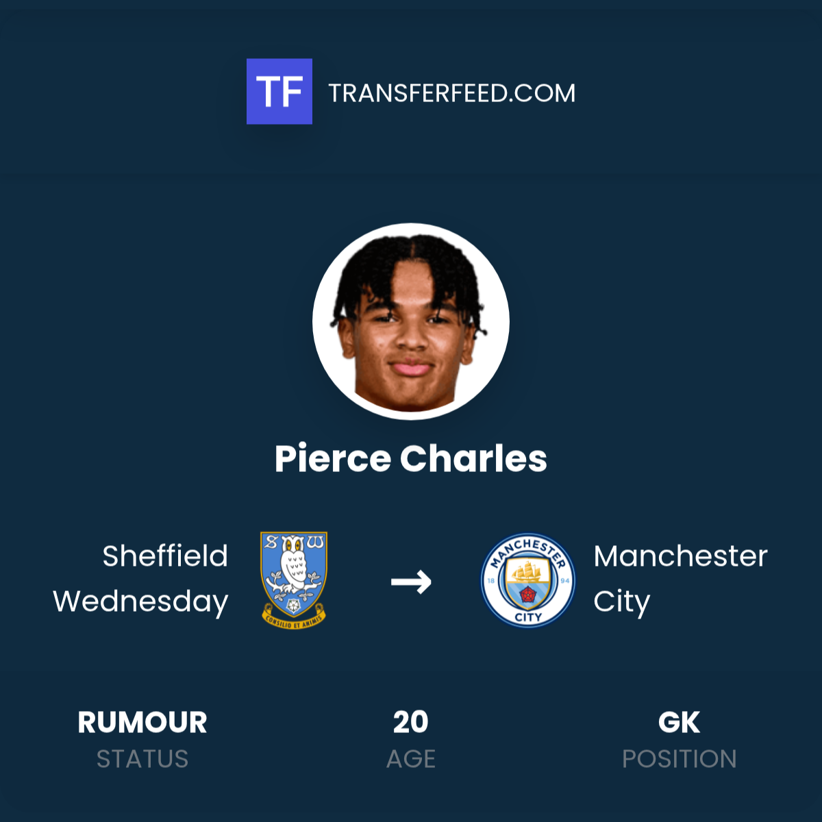 Pierce Charles Transfer from Sheffield Wednesday to Manchester City ...