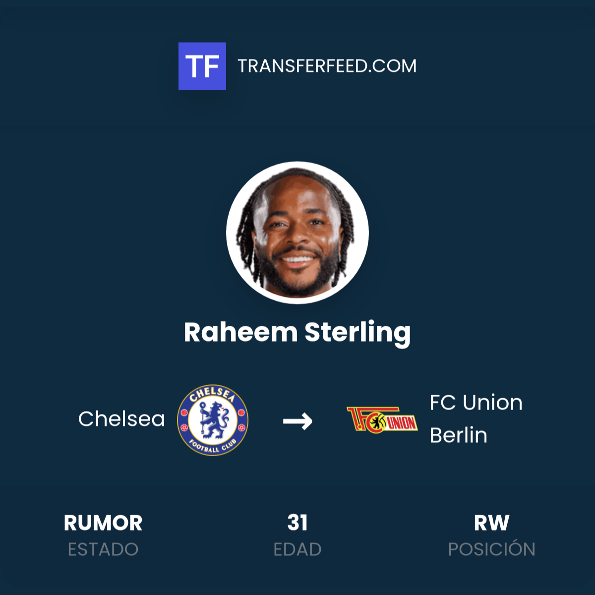 Fichaje de Raheem Sterling: Chelsea a FC Union Berlin - TransferFeed