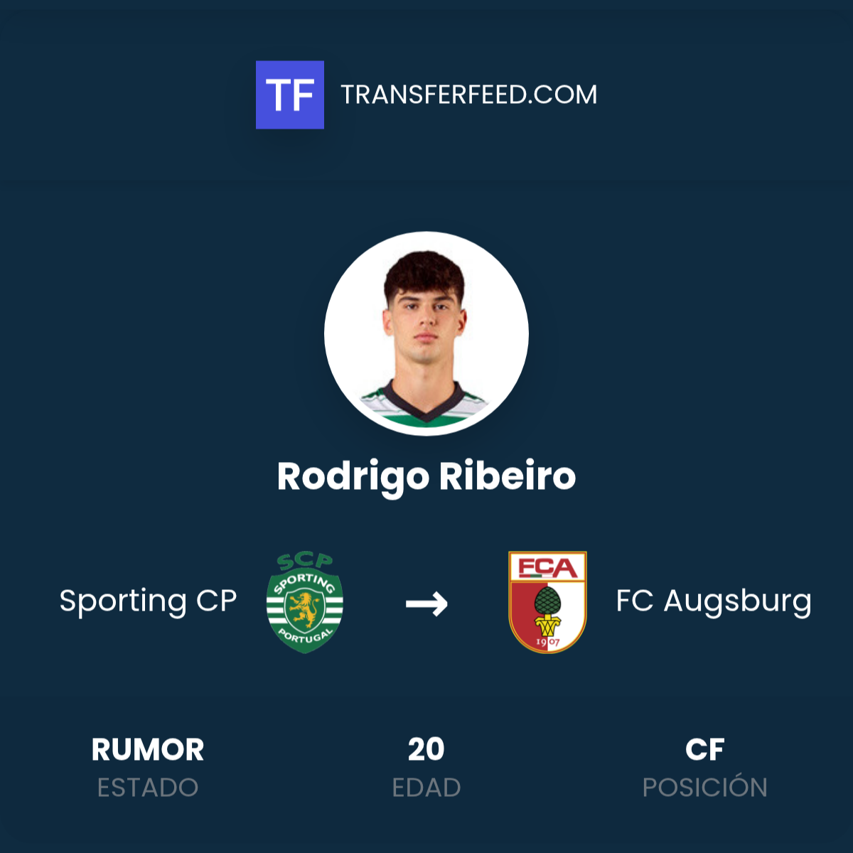 Fichaje de Rodrigo Ribeiro: Sporting CP a FC Augsburg - TransferFeed