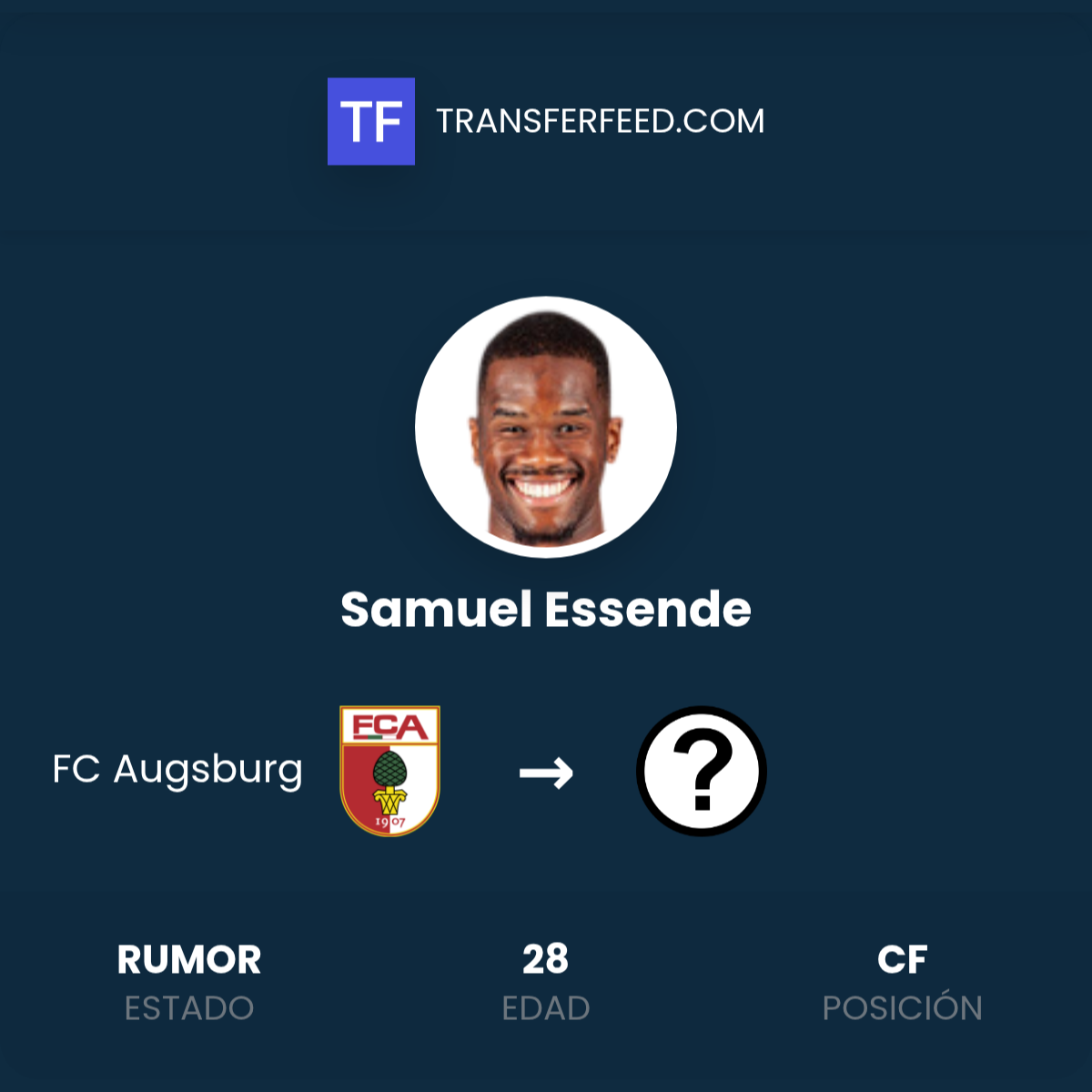 ¿Samuel Essende deja FC Augsburg? - TransferFeed