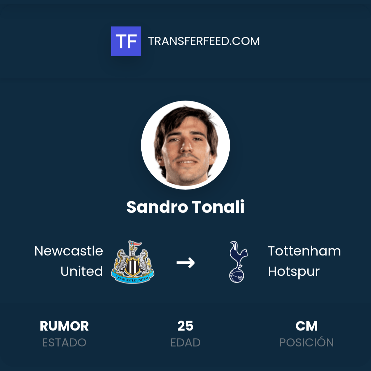 Fichaje de Sandro Tonali: Newcastle United a Tottenham Hotspur ...