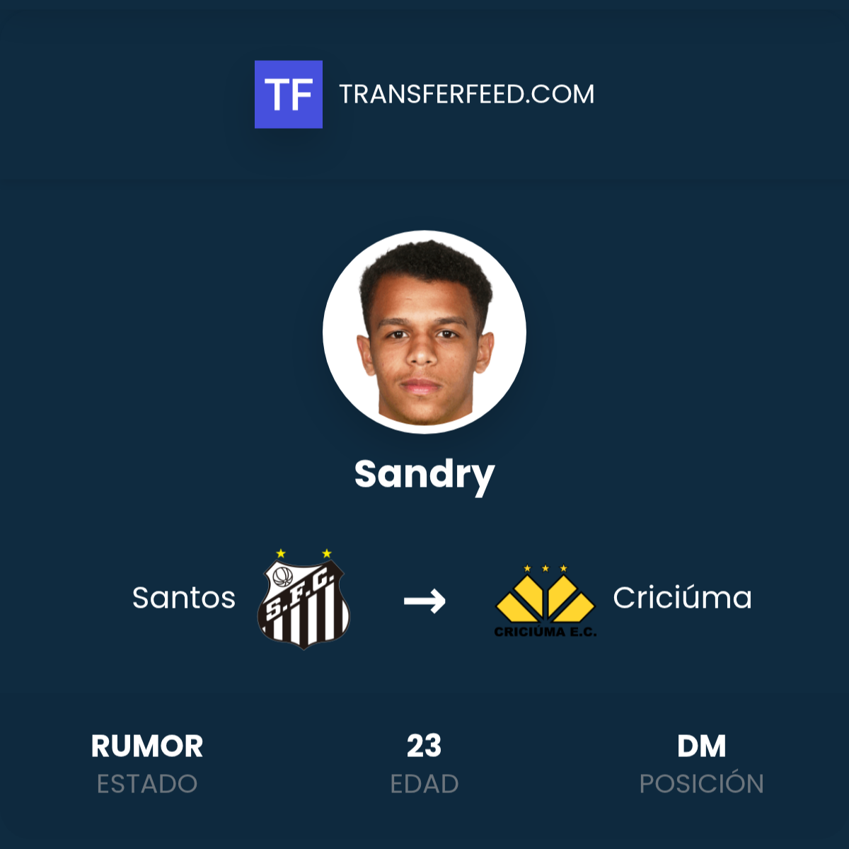 Fichaje de Sandry: Santos a Criciúma - TransferFeed