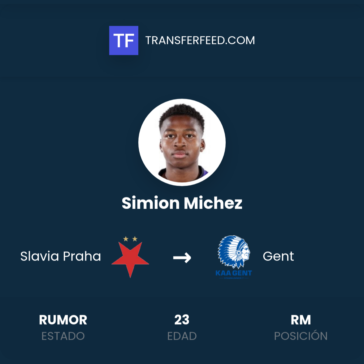 Fichaje de Simion Michez: Slavia Praha a Gent - TransferFeed